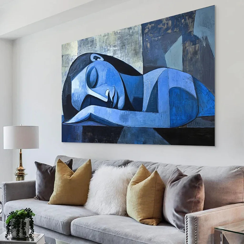 Quadro moderno astratto blu sogno cubista stile Picasso – Montableaudeco