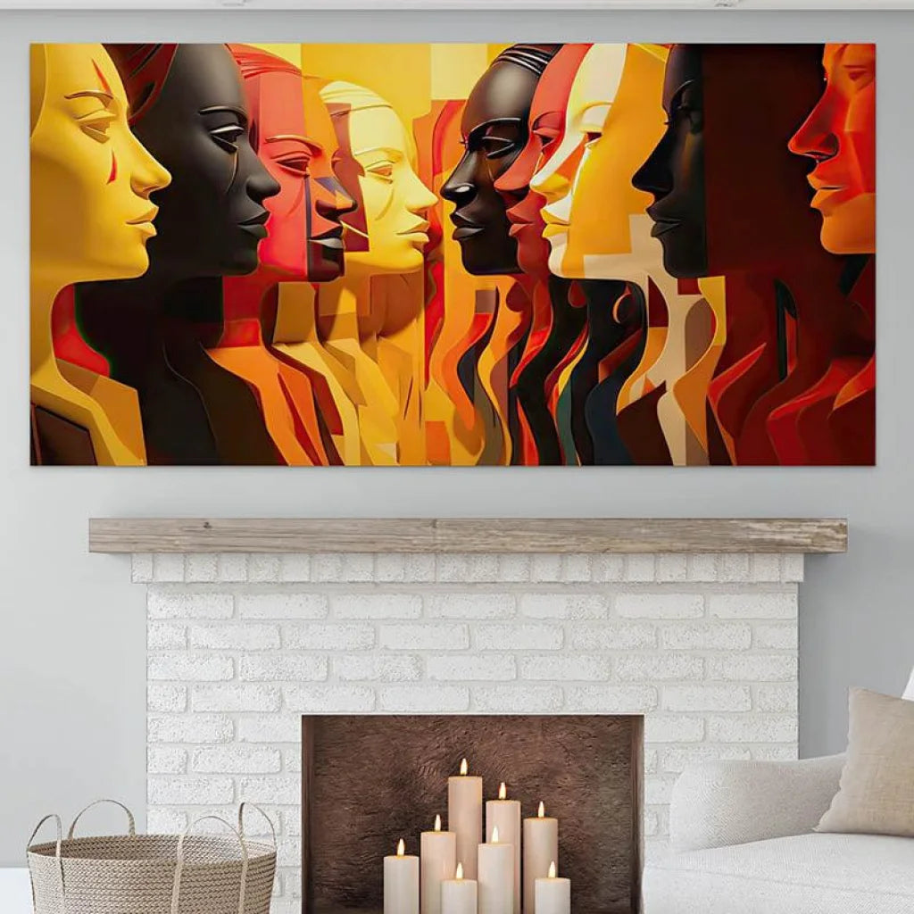 Tableau Contemporain Portrait de Femmes Multicolore – Montableaudeco